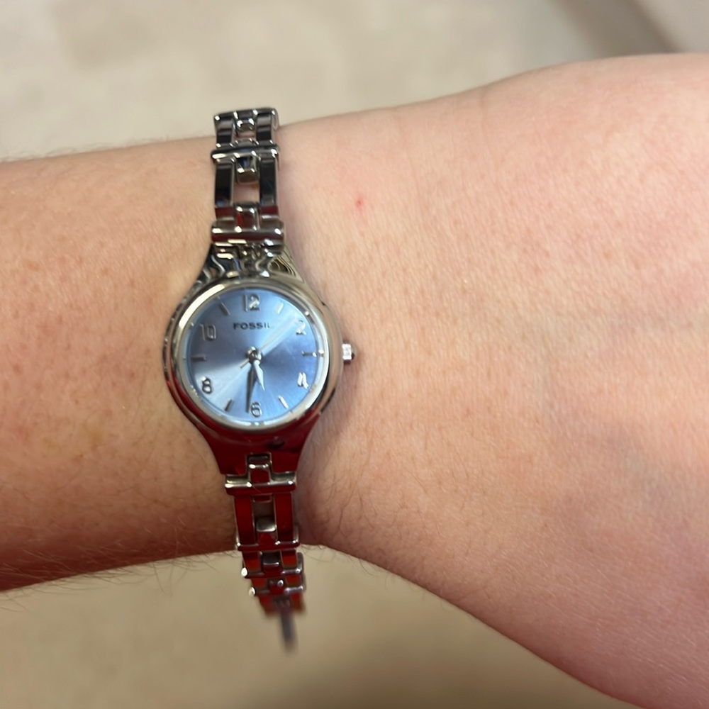 Women’s Fossil Blue Face Stainless Steel Watch - Gem
